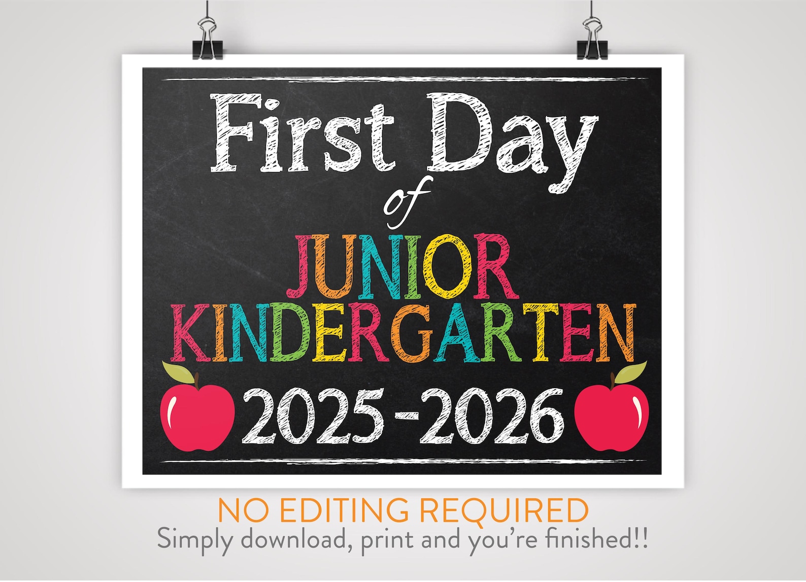 DIY Printable First Day of Junior Kindergarten Sign | Chalkboard ...