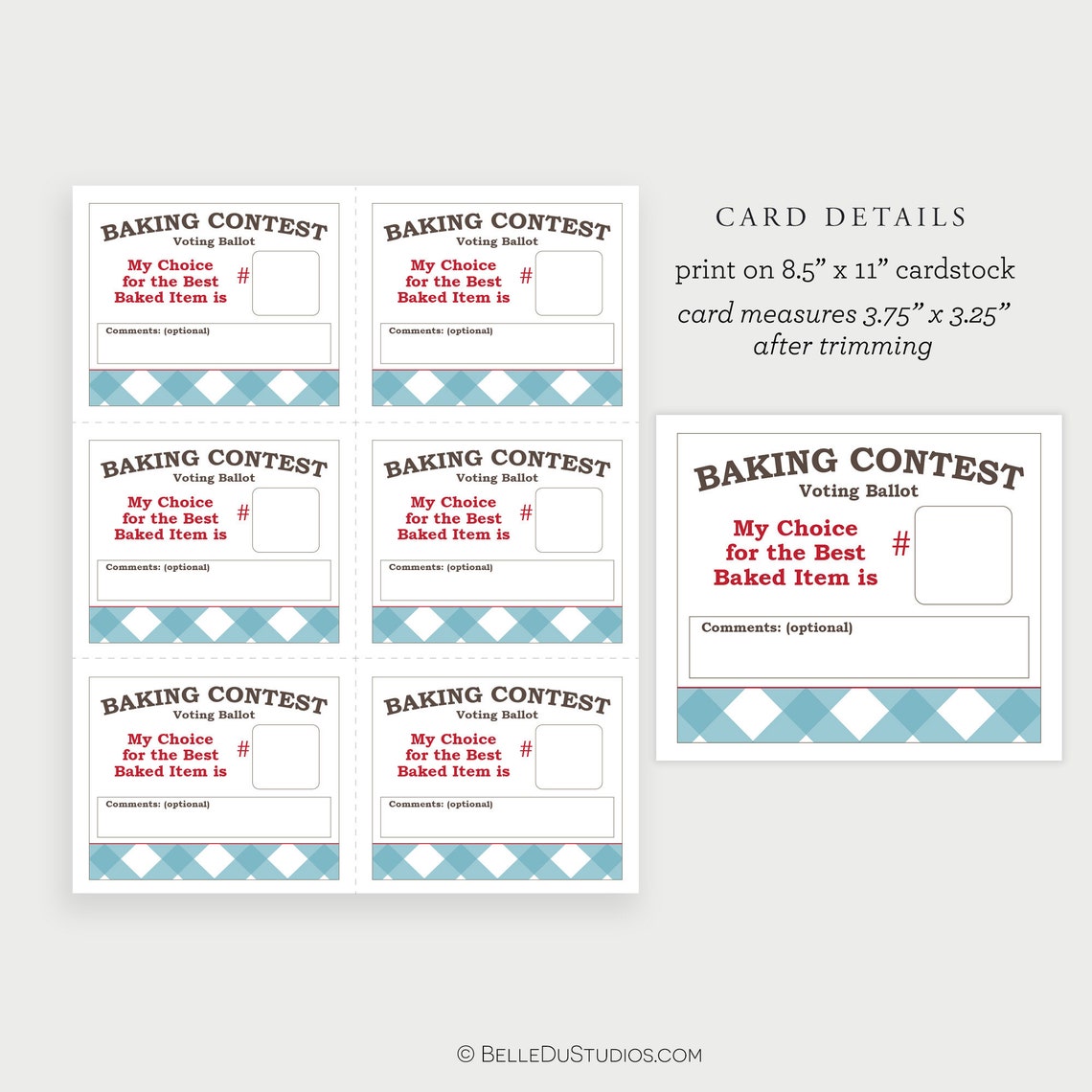 Printable Baking Contest Easy Ballots, Voting Ballot Cards, Bake-off ...