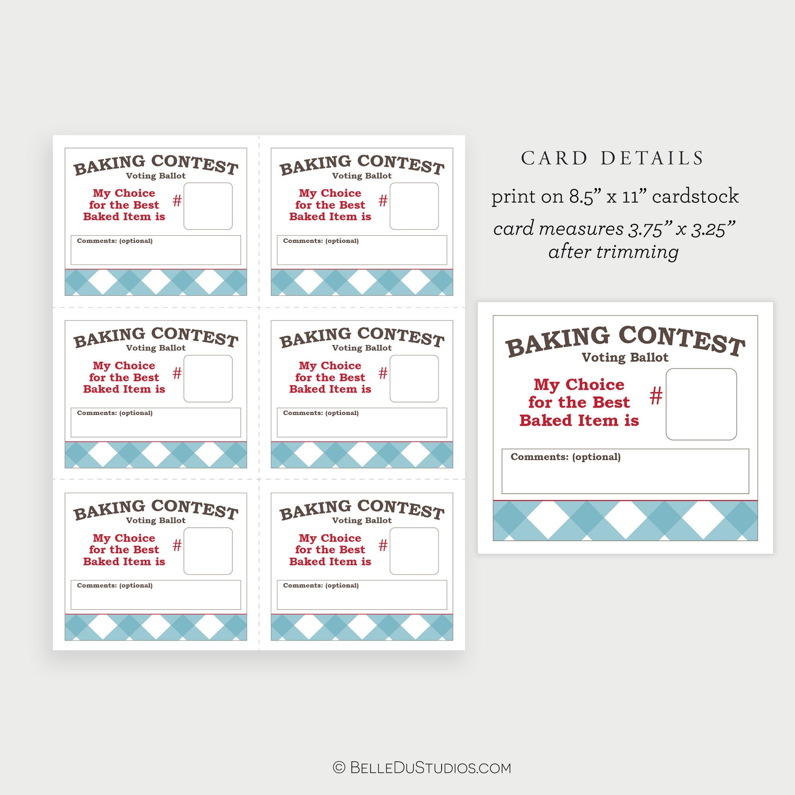 Printable Baking Contest Easy Ballots, Voting Ballot Cards, Bake-off ...