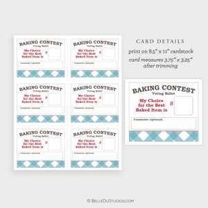 Printable Baking Contest Easy Ballots, Voting Ballot Cards, Bake-off ...