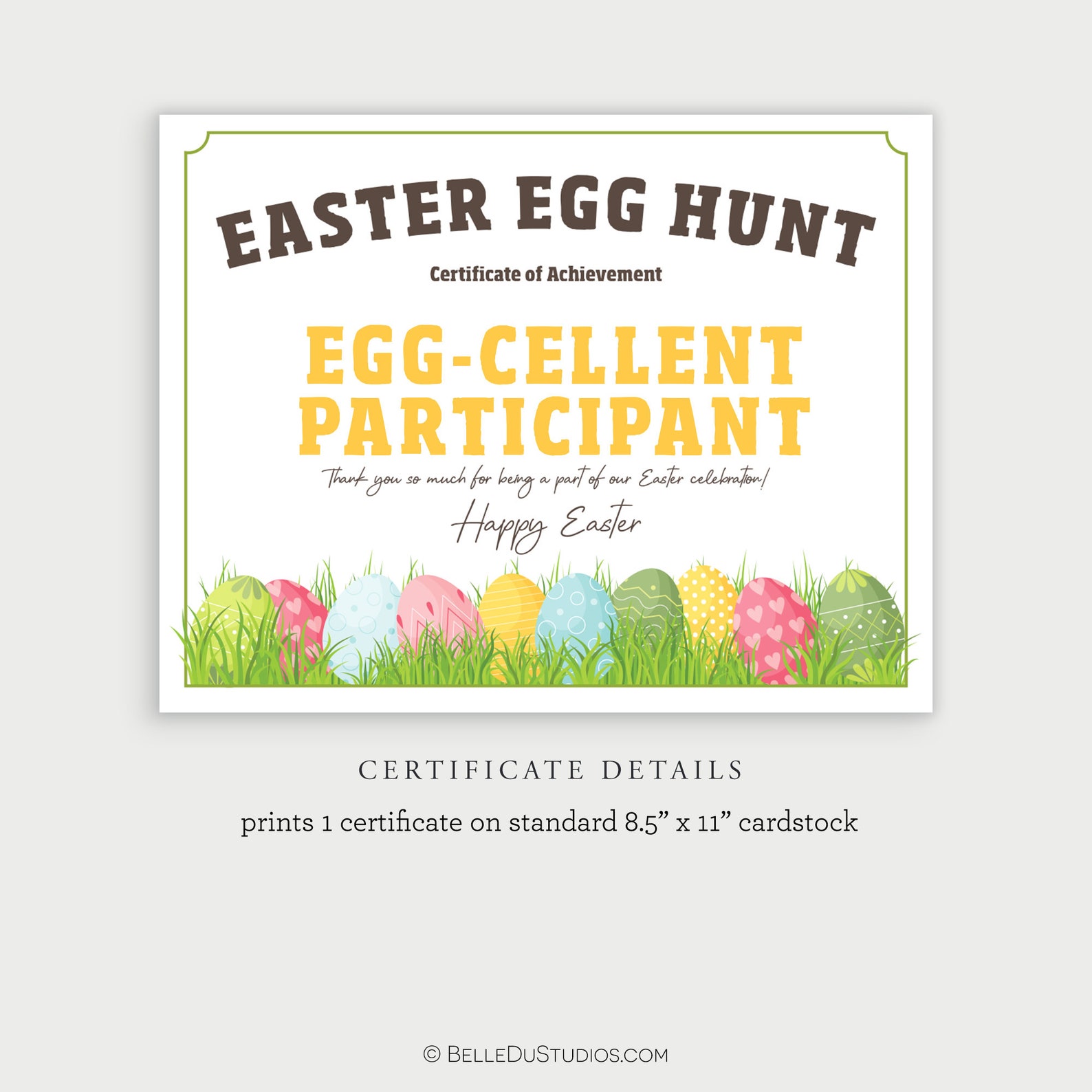 Printable Easter Egg Hunt Award Certificate, Egg-cellent Participant ...