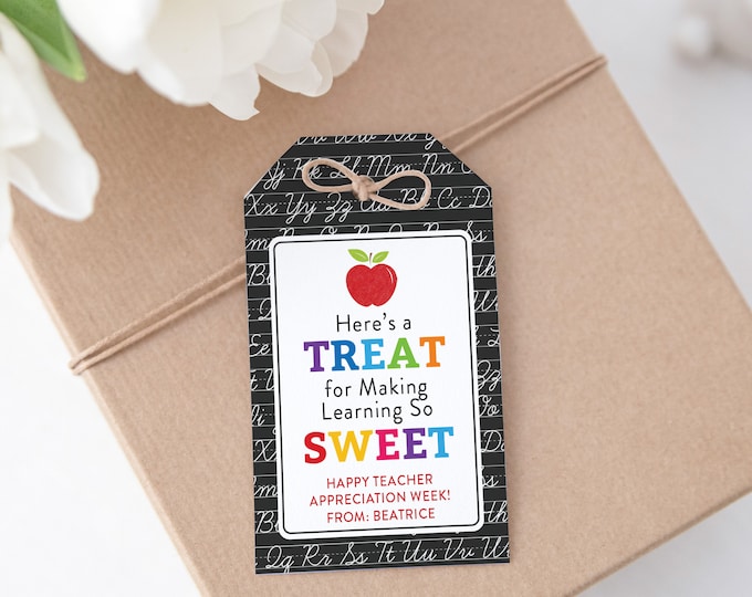 Printable Teacher Appreciation Week Gift Tag, Teacher Thank You Tag ...