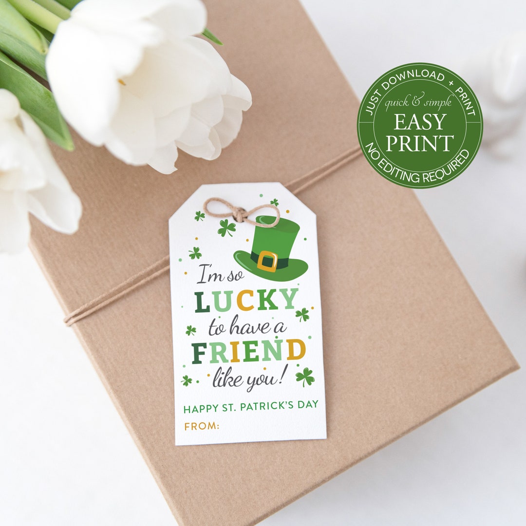 Printable so Lucky to Have a Friend Like You Gift Tag, Student Gift Tag ...