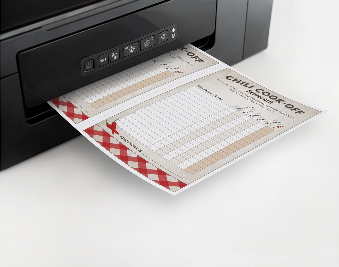 Printable Chili Cook-off Scorecard, Cook off Competition Ranking Card ...