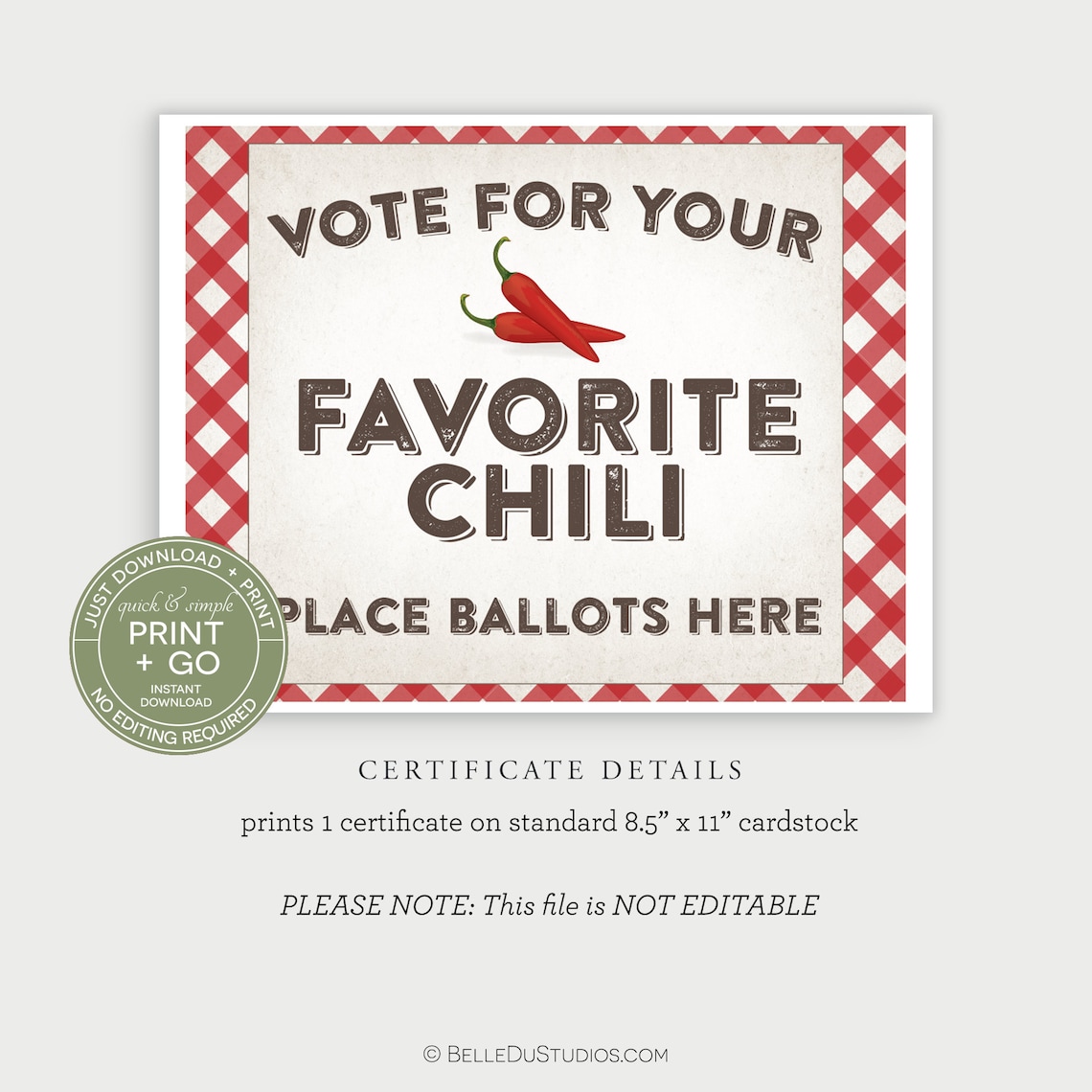 Printable Chili Cook-off Ballot Box Sign, Sign for Ballot Voting, NO ...