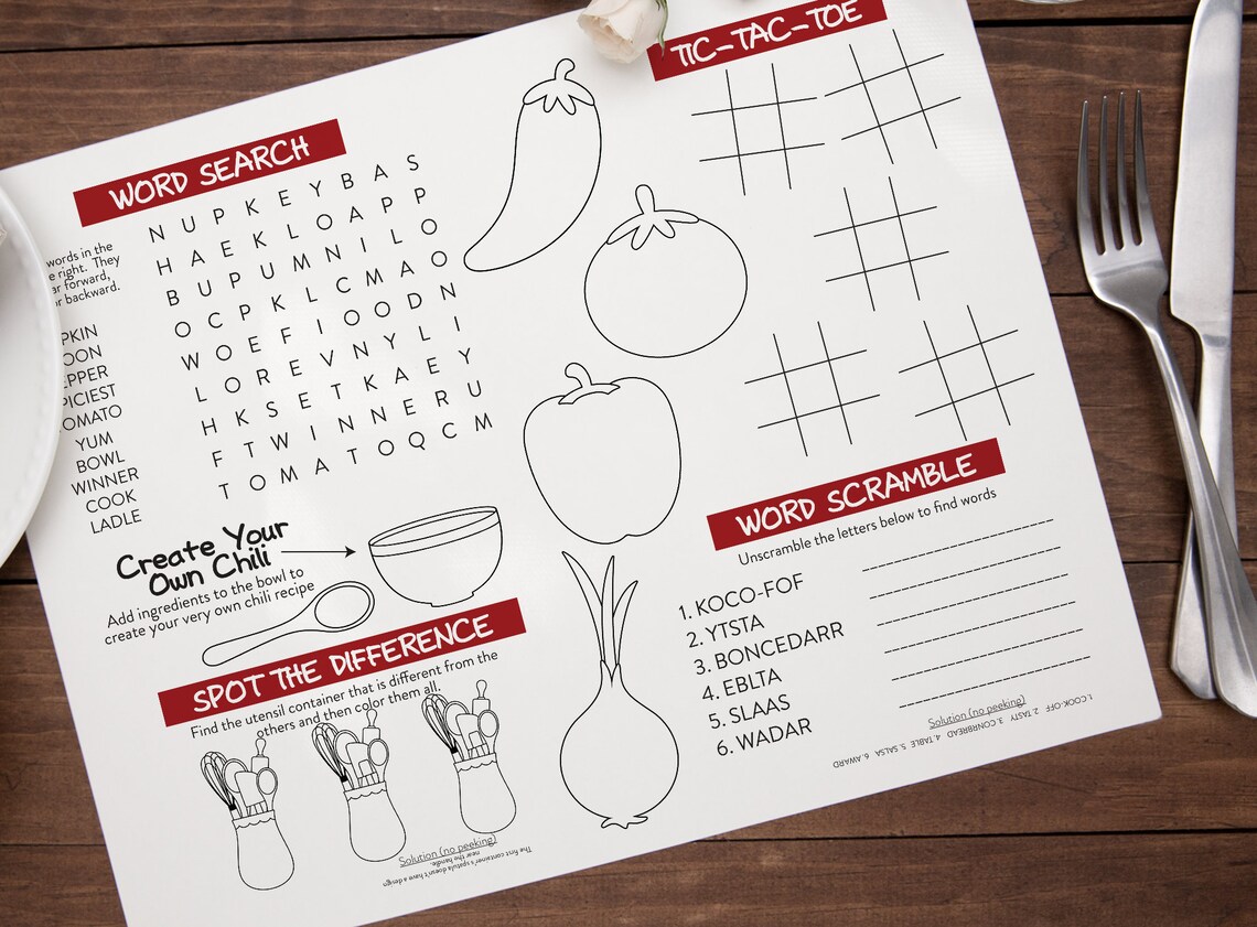 Printable Chili Cook-off Fun Activity and Game Sheet for Kids, Chili ...