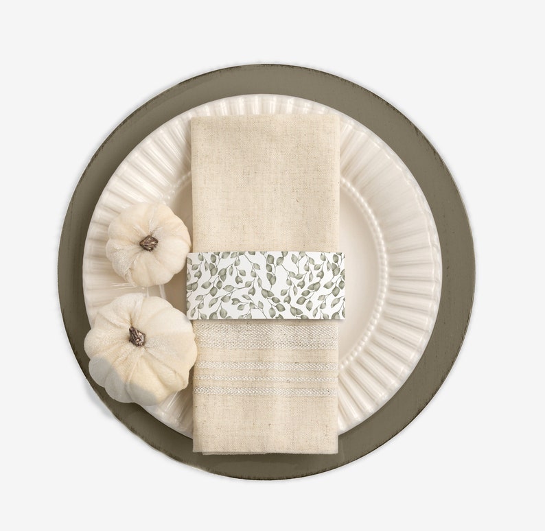 Printable Napkin Wrap Watercolor Greenery Napkin Ring - Etsy