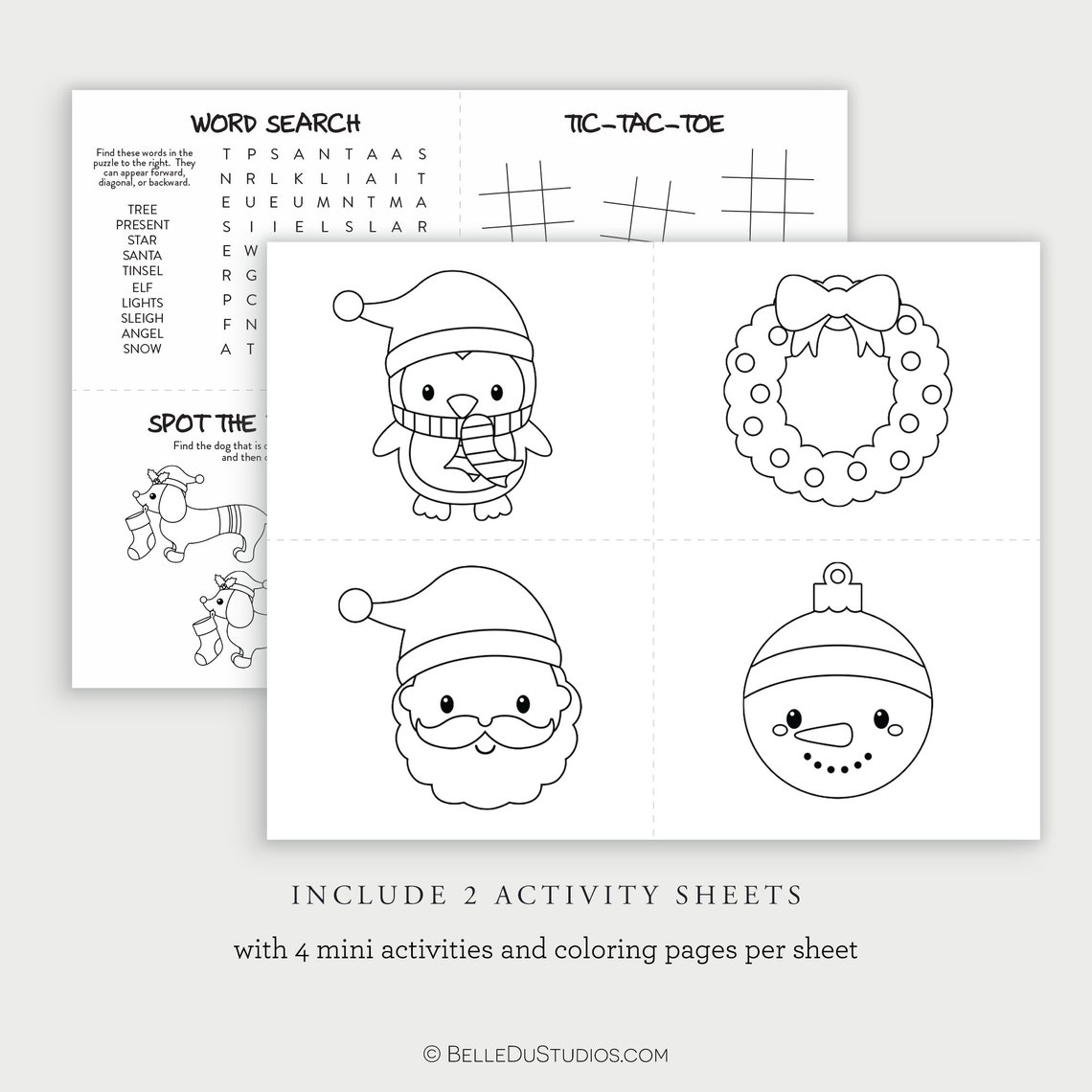 Printable Christmas Activity Coloring Pack for Kids Christmas - Etsy
