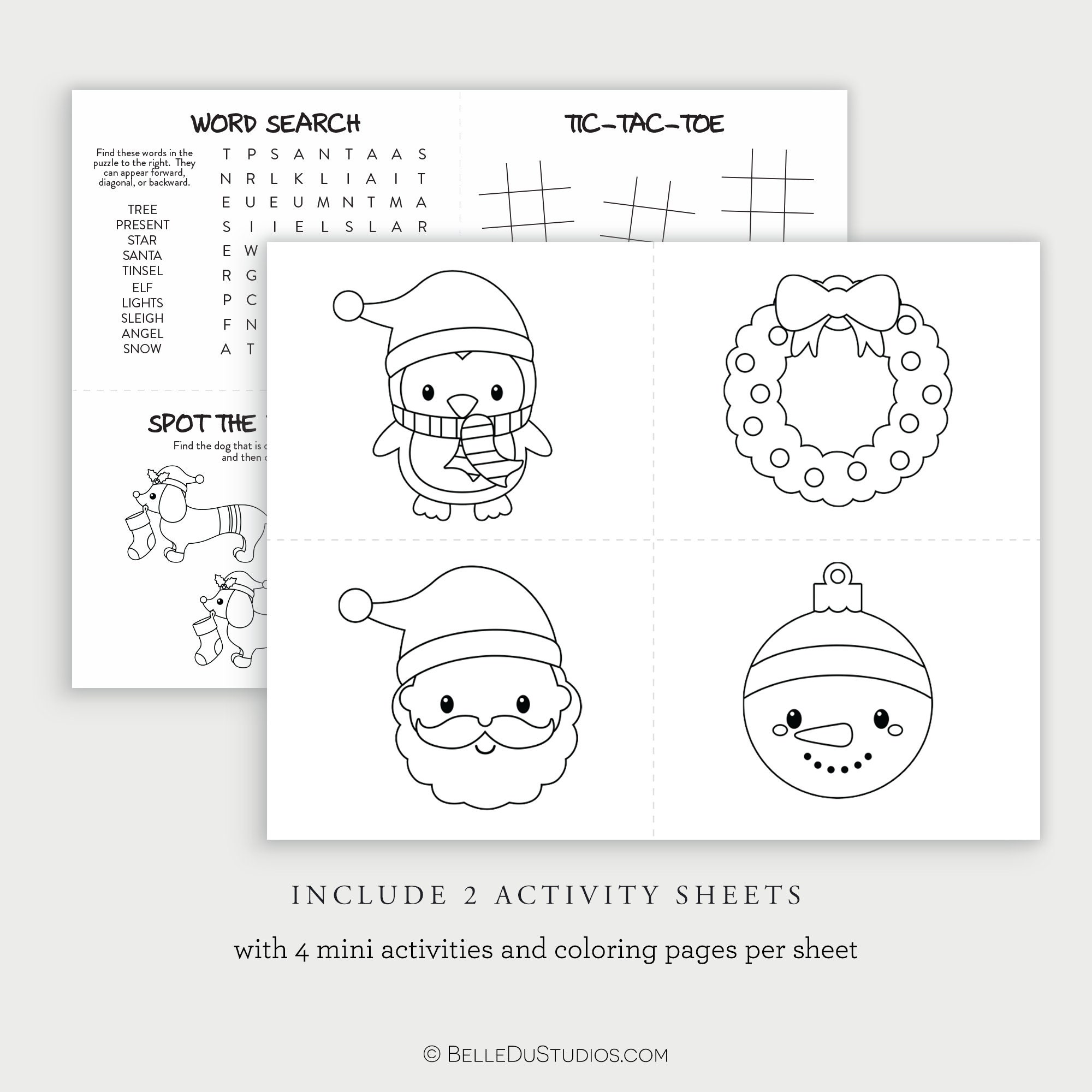 Printable Christmas Activity Coloring Pack for Kids Christmas - Etsy