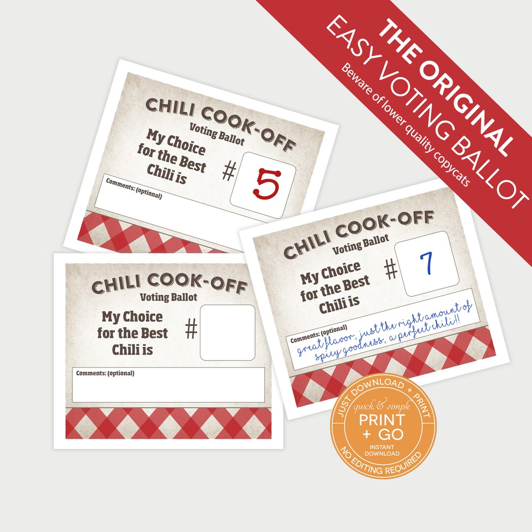 The ORIGINAL Printable Chili Cook-off Easy Ballots, Cook off ...