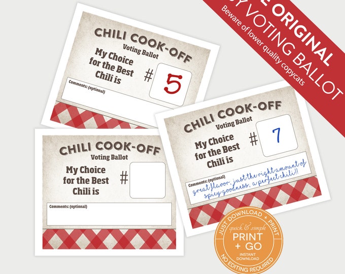Soup Cook-off Voting Ballot Printable Instant Digital Download, Soup ...