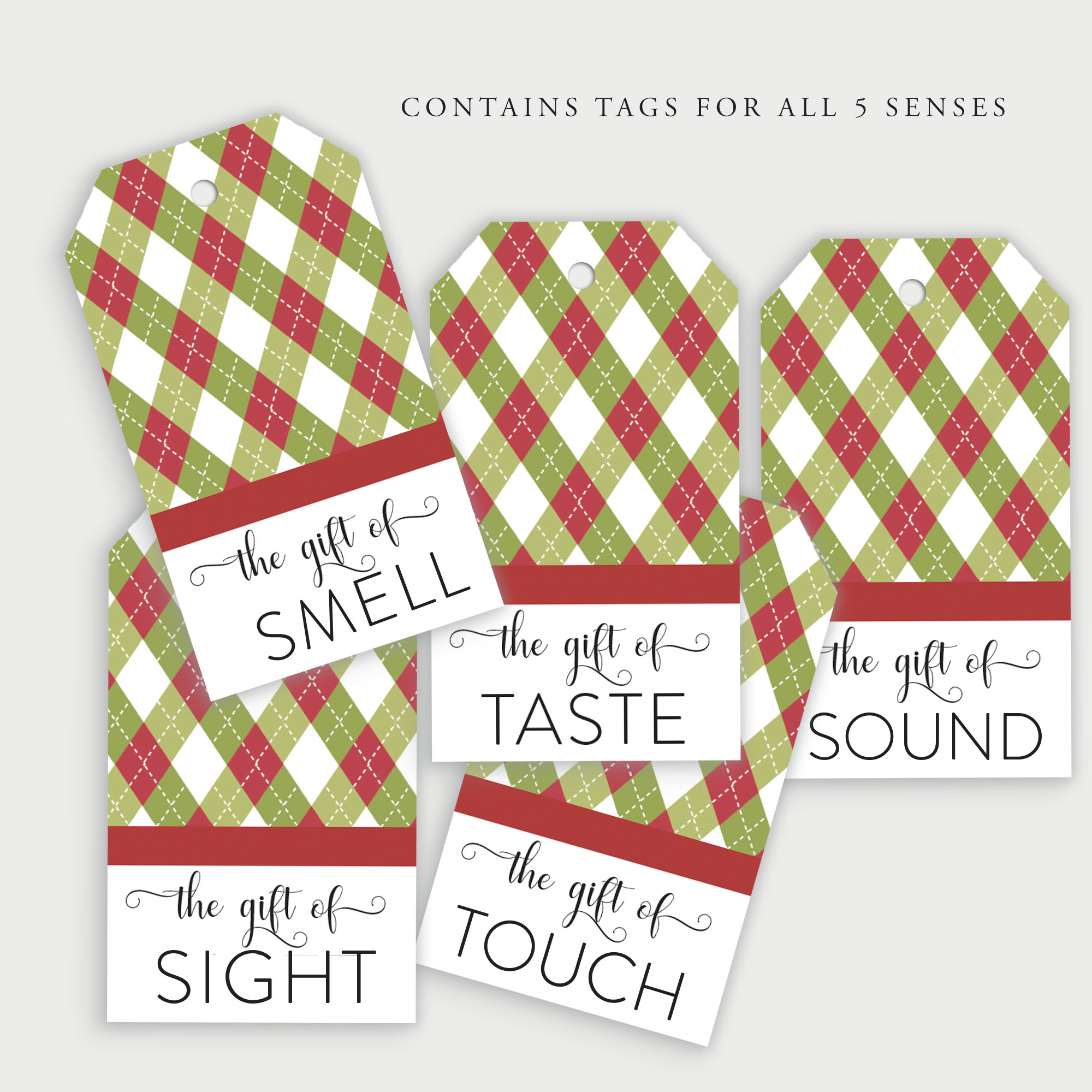 Printable Holiday FIVE SENSES Gift Tags Christmas Gift Idea - Etsy
