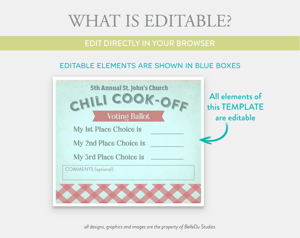 Editable Chili Cook-off Ballot Template for Chili Cook-off Competition ...