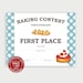 Printable Baking Contest Award Winner Certificate, First Place Winner ...