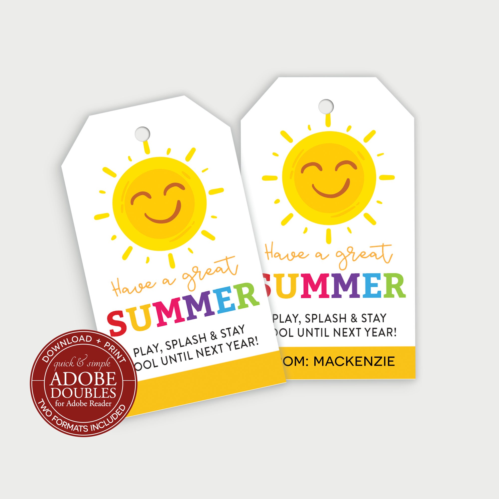 Printable End of School Gift Tag, Summer Gift Tag, Summer Vacation Gift ...