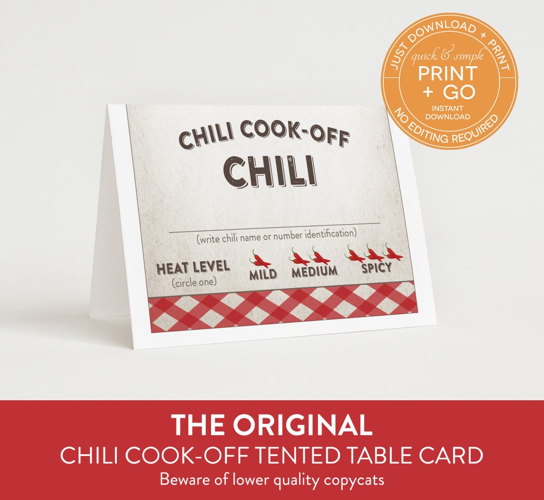 Printable Chili Cook-off Table Cards, Cook off Competition Table ...