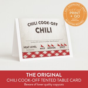 Printable Chili Cook-off Table Cards, Cook off Competition Table ...