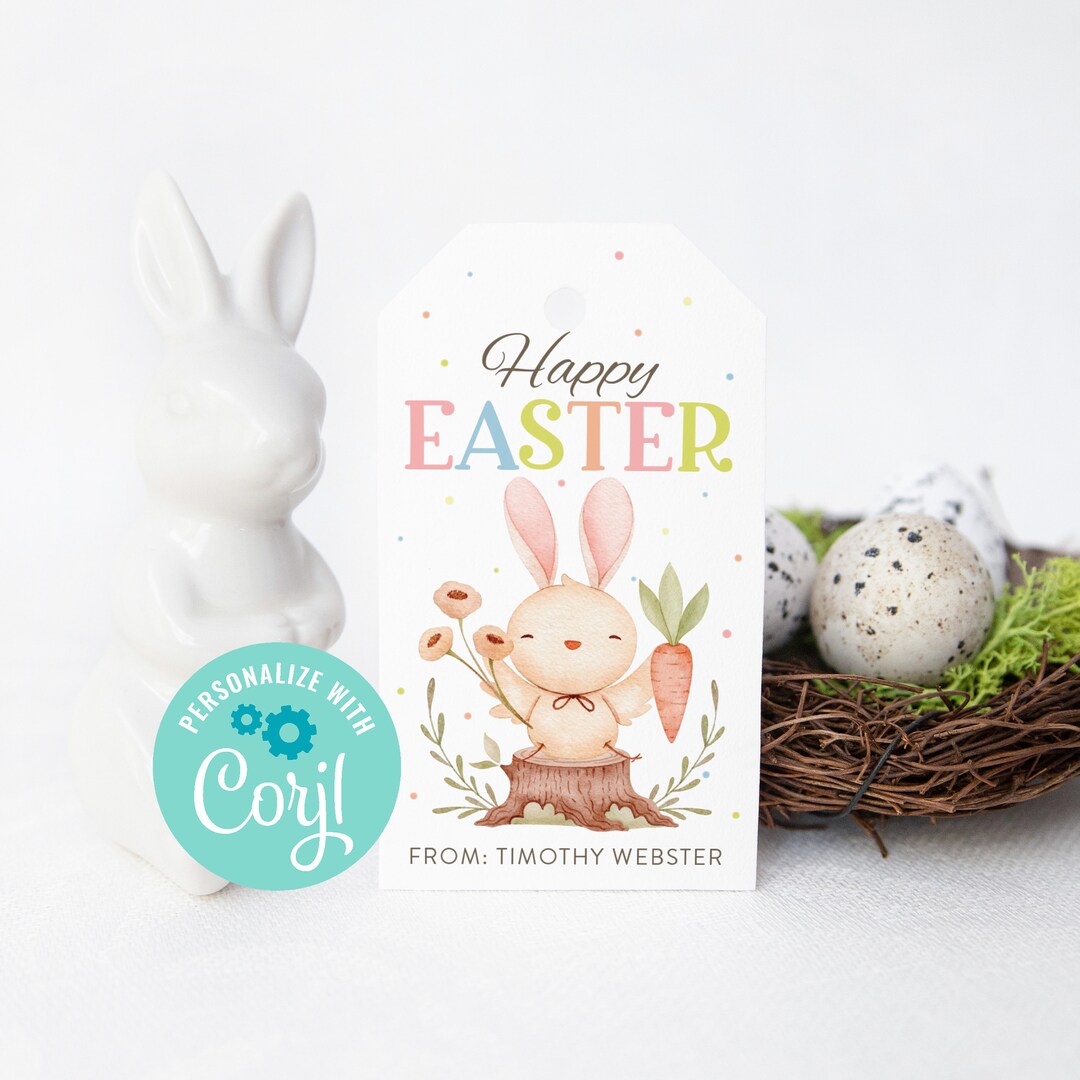 Printable Happy Easter Gift Tag, Cute Easter Tag, Instant Download ...