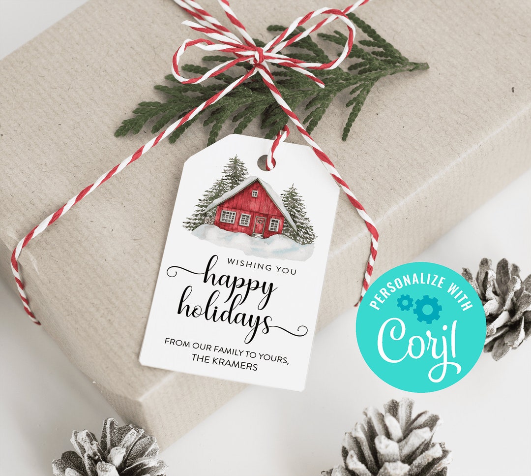 Printable Happy Holidays Gift Tag, Editable Christmas Gift Tag, Red ...