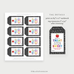 Printable Teacher Thank You Gift Tag, Treat for Making Learning so ...