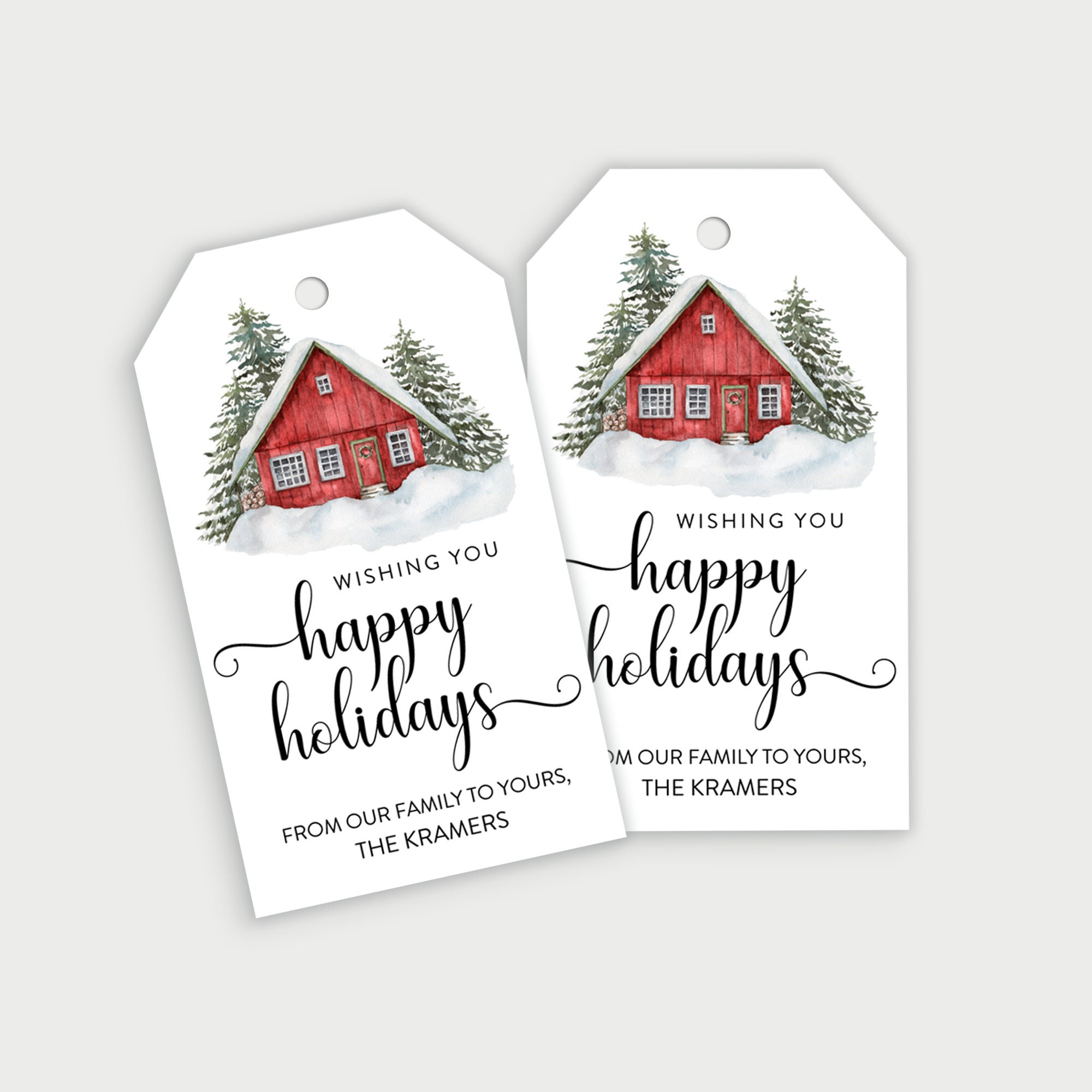 Printable Happy Holidays Gift Tag, Editable Christmas Gift Tag, Red ...