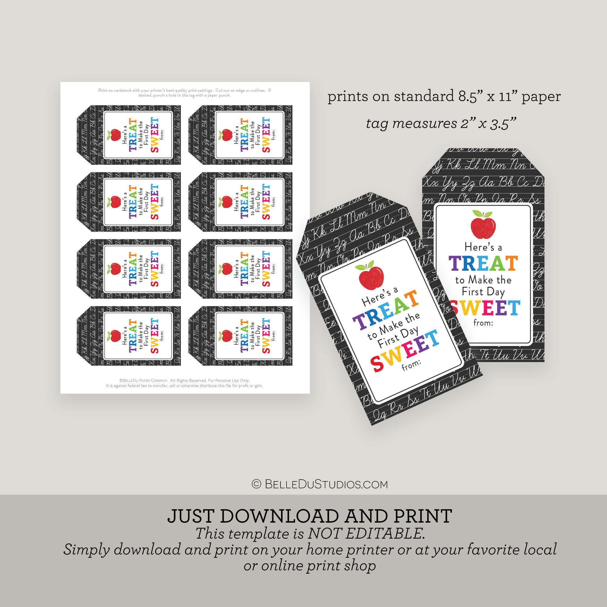 Printable A Treat to Make the First Day Sweet, Back to School Gift Tag ...