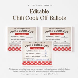 Editable Chili Cook-off Ballot Template for Chili Cook-off Competition ...