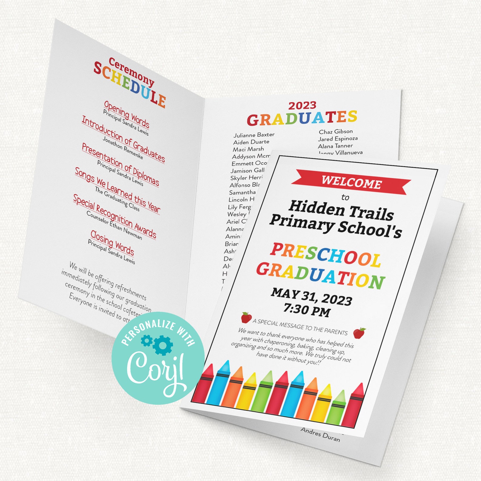 DIY Editable Preschool Graduation Program, Preschool Graduation ...