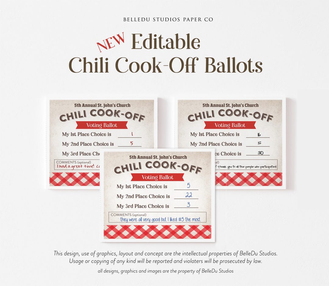 Editable Chili Cook-off Ballot Template for Chili Cook-off Competition ...