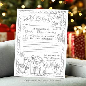 Coloring Page Letter to Santa, Christmas List Letter, Santa Letter ...