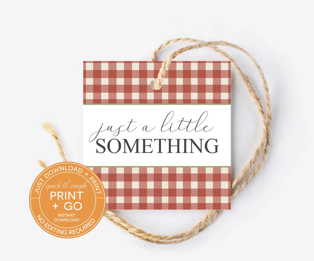 Printable Just a Little Something Gift Tag, Minimalist Red Gingham All ...