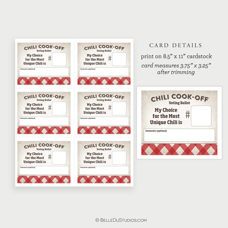 Printable Chili Cook-off Easy Ballots, Most Unique Chili, Cook off ...