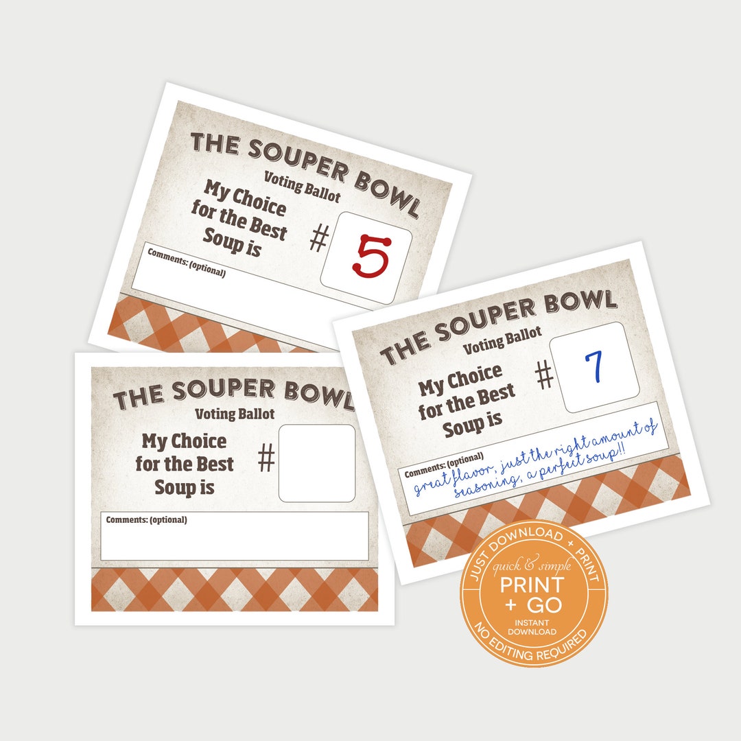 The ORIGINAL Printable Souper Bowl Easy Ballots, Cook off Competition ...