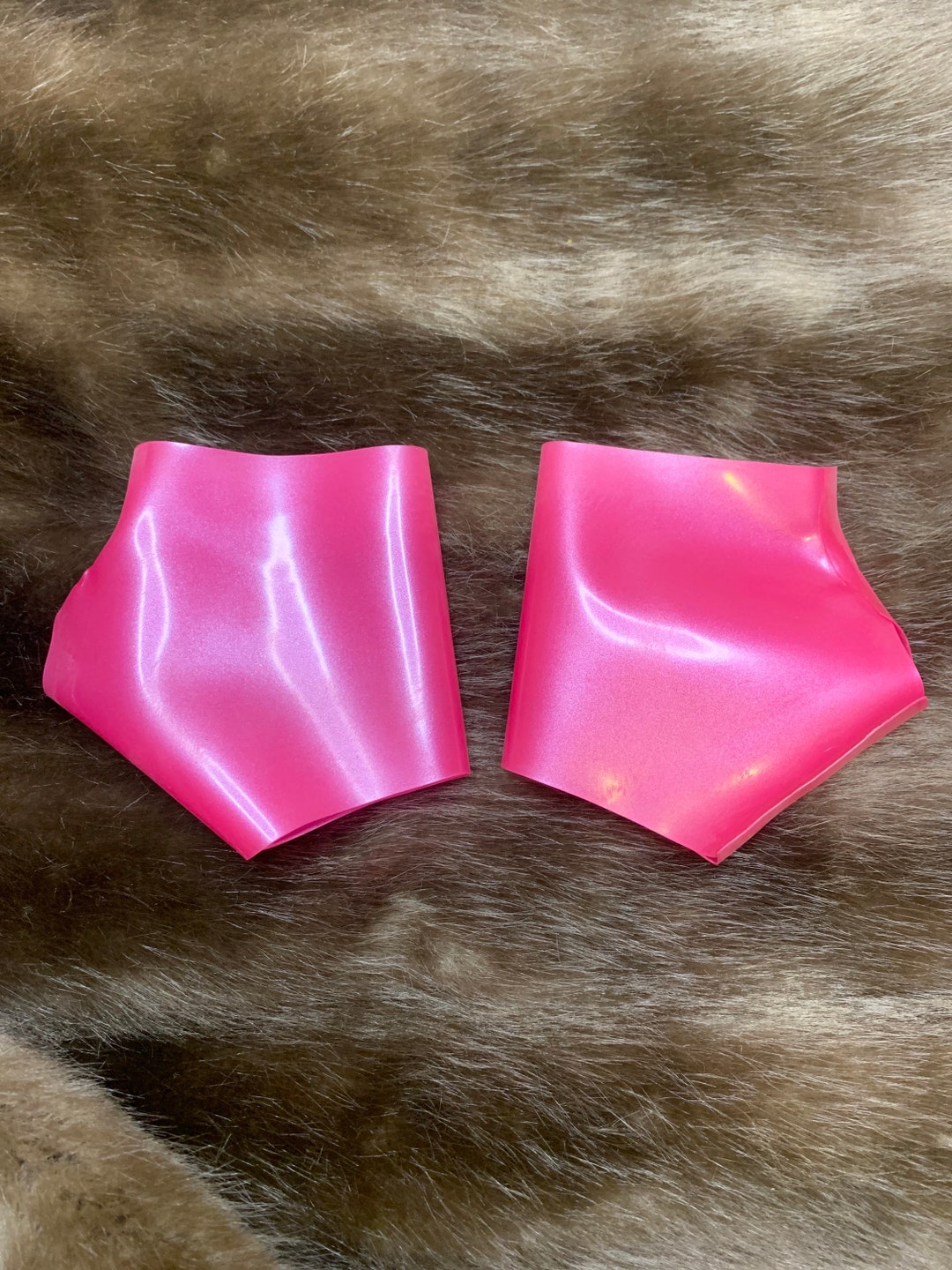 Metallic Pink Latex Rubber Gauntlets / Fingerless Gloves - Etsy