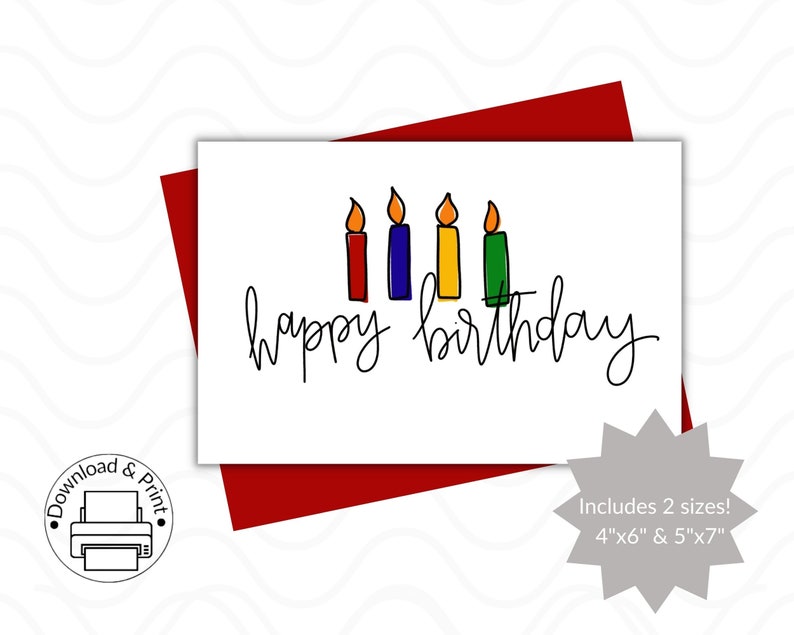Happy Birthday Printable Card / Instant Download PDF / Birthday Card ...