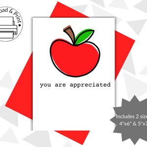 Teacher Appreciation Printable Card / Instant Download PDF / Card ...