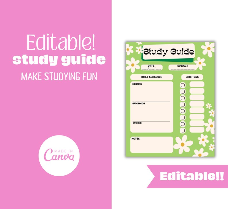 Editable Study Guide Template, Study Planner, Make Studying Fun - Etsy