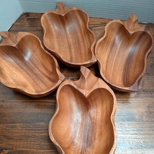 Vintage Acorn Wood Wooden Serving Dish Bowls Set of Four Monkey Pod ...
