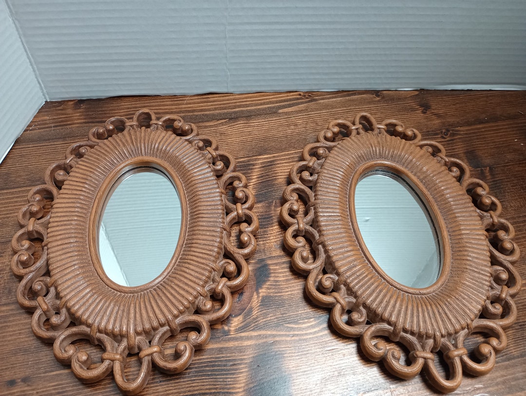 Vintage Set of Two MCM Oval Mirrors Decorations Wall Hangings Boho - Etsy