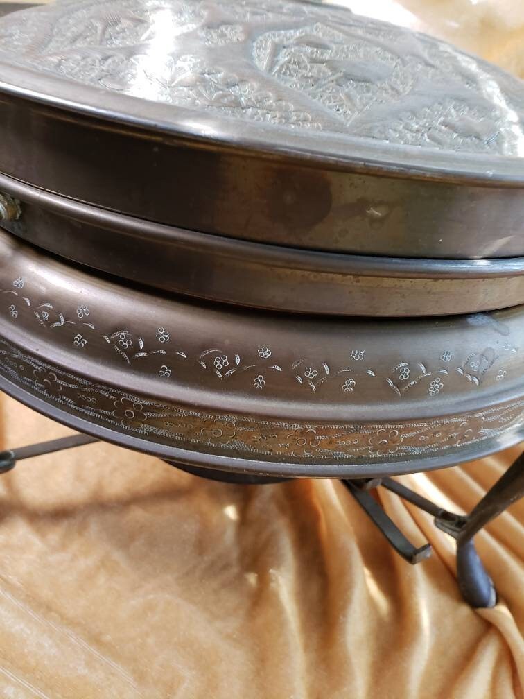Vintage Middle Eastern Style Brass 3 Piece Chafing Dish With - Etsy