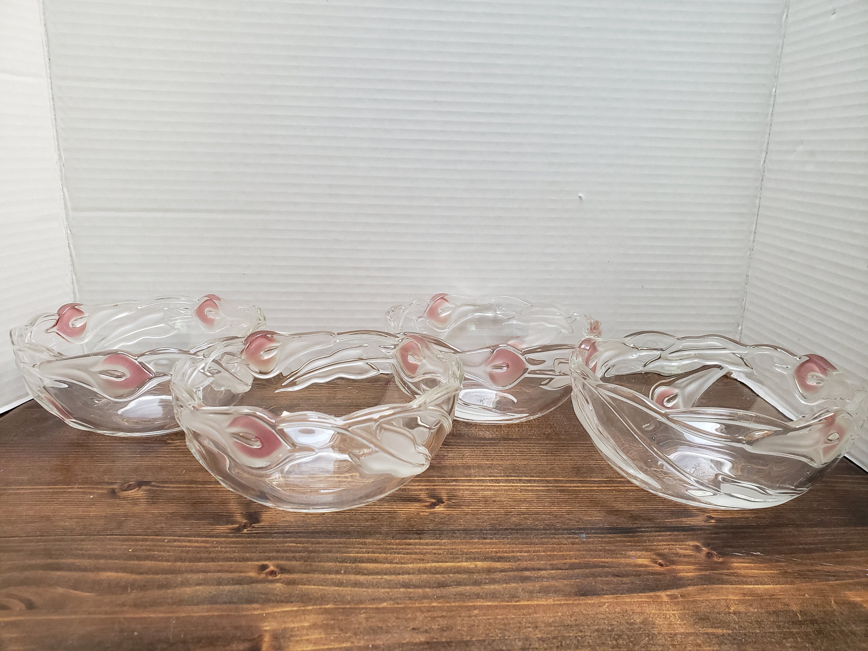 Vintage Mikasa Colored Flower Crystal Clear Glass Set of Four Bowls - Etsy