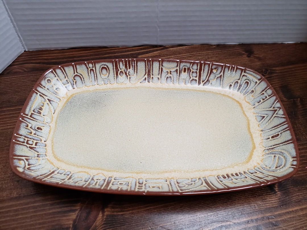 Vintage Frankoma Pottery 7PS Mayan Aztec Snack Tray, Mid Century - Etsy