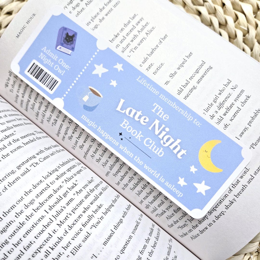 The Late Night Book Club Bookmark, Book Club Bookmark, Bookish Gifts - Etsy