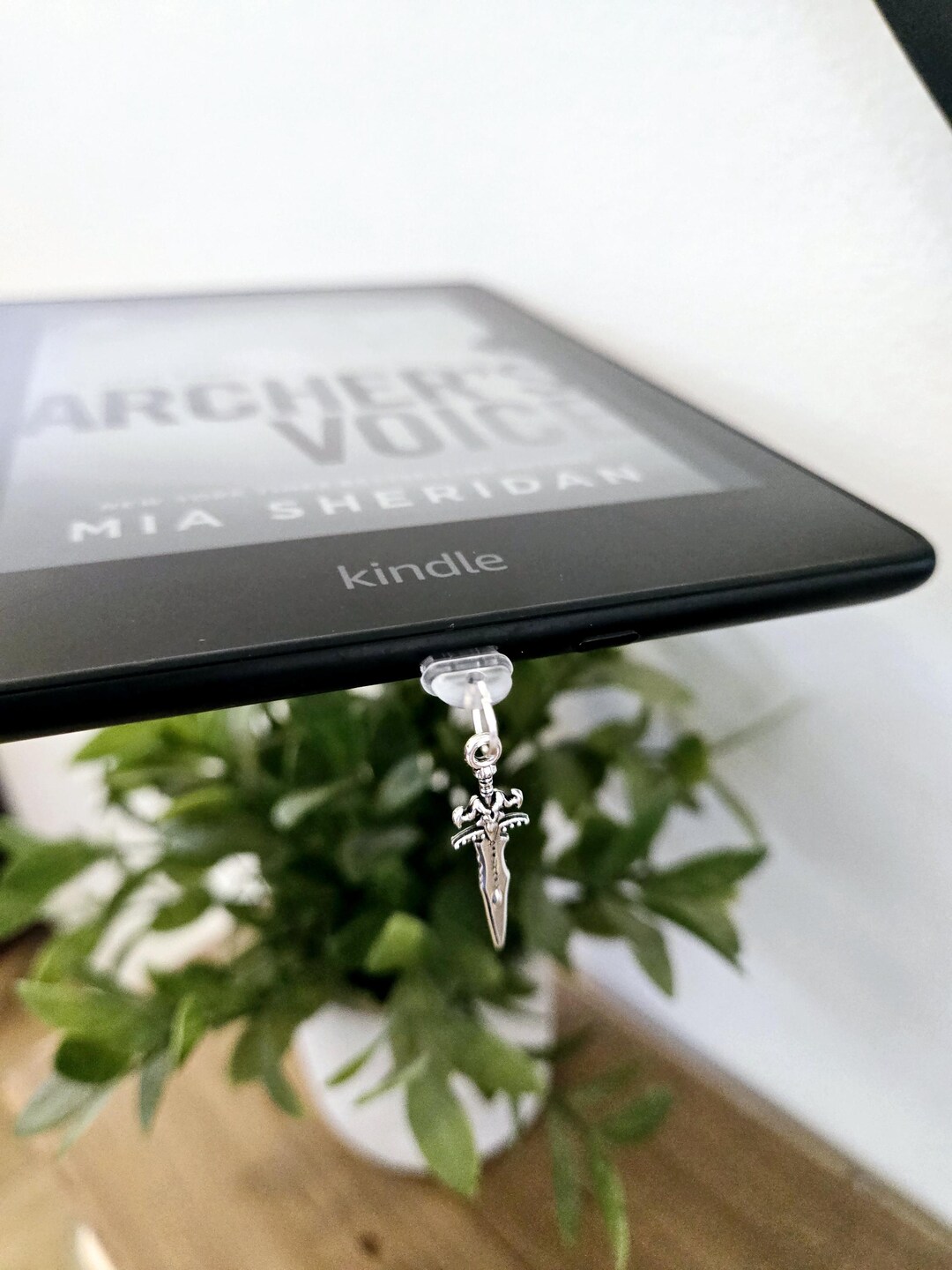 Silver Sword Kindle Charm, Dagger Dust Plug Charm, E Reader Charm ...