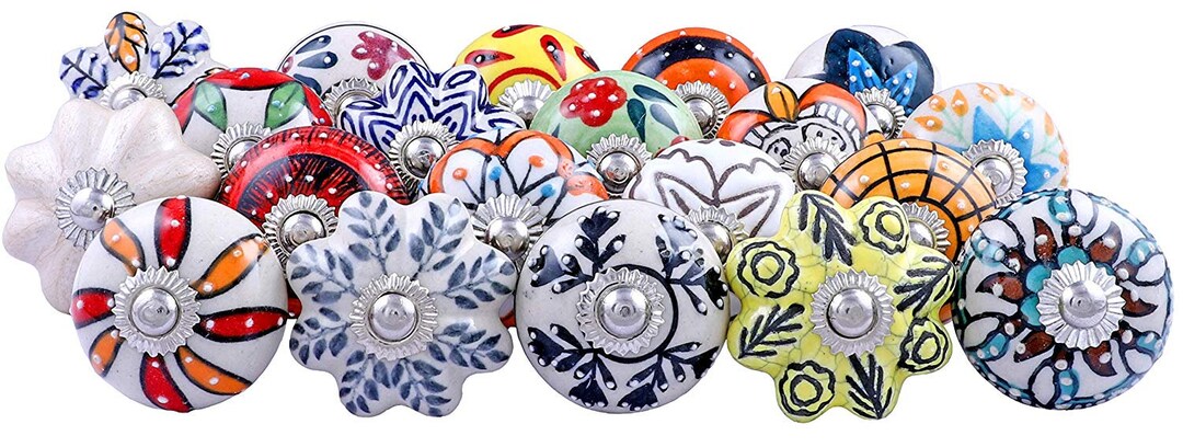 20 Assorted Color Ceramic Drawers Cabinet Knobs Door Cupboard - Etsy
