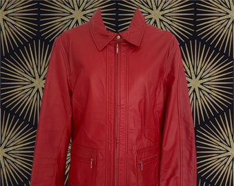 Red Leather Jacket - Etsy