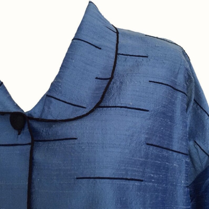 Vintage 80's Louis Simon for La Libellule Silk Jacket Icy Blue With ...