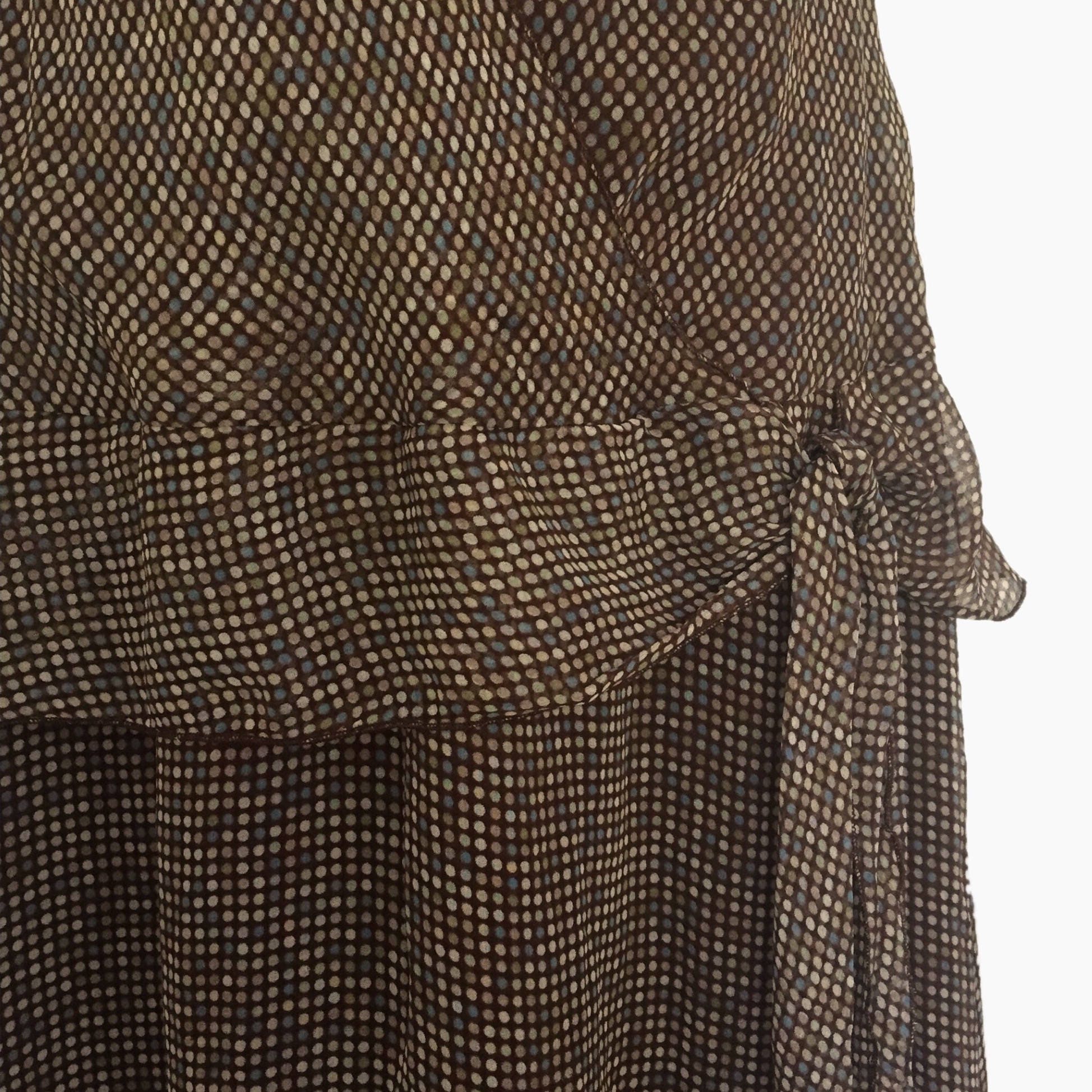 90's Jonathan Martin Studio Dress Brown Dotted Silk With Attached Brown ...