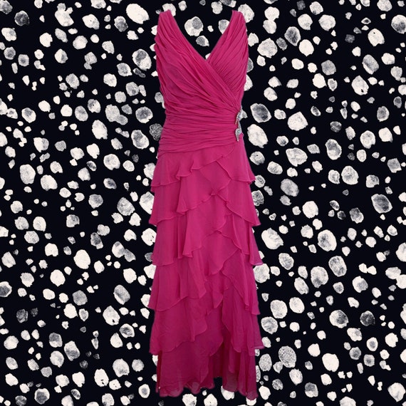 Early 80's Hot Pink Evening Dress Fully Ruched Wrap - Etsy