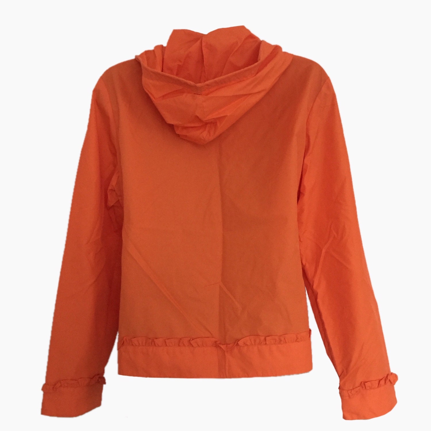 Super Cute Bright Orange Rain Jacket • With Small Ruffle Detailing ...